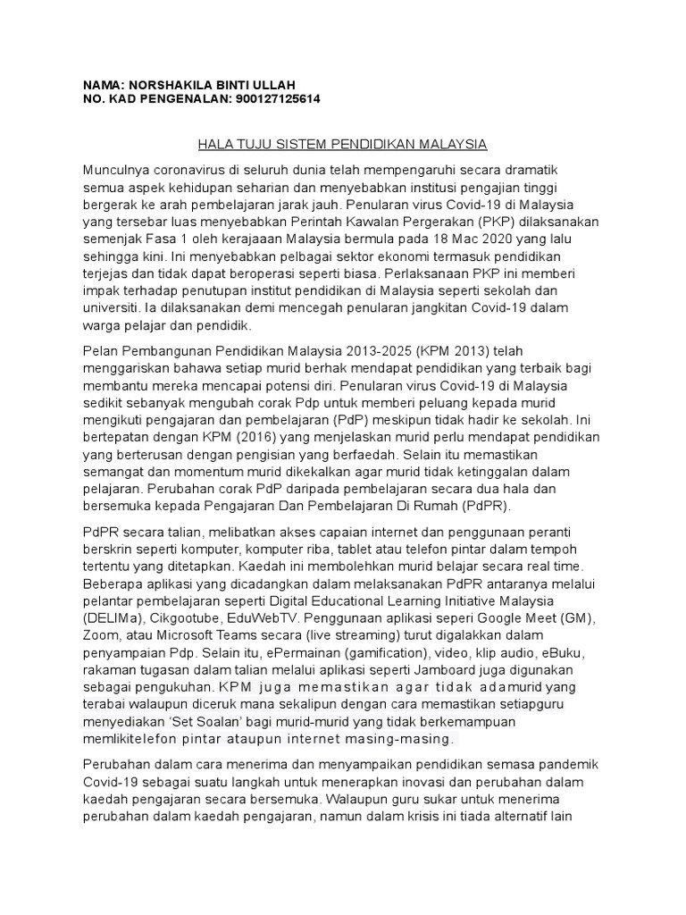 Hala Tuju Sistem Pendidikan Malaysia | PDF