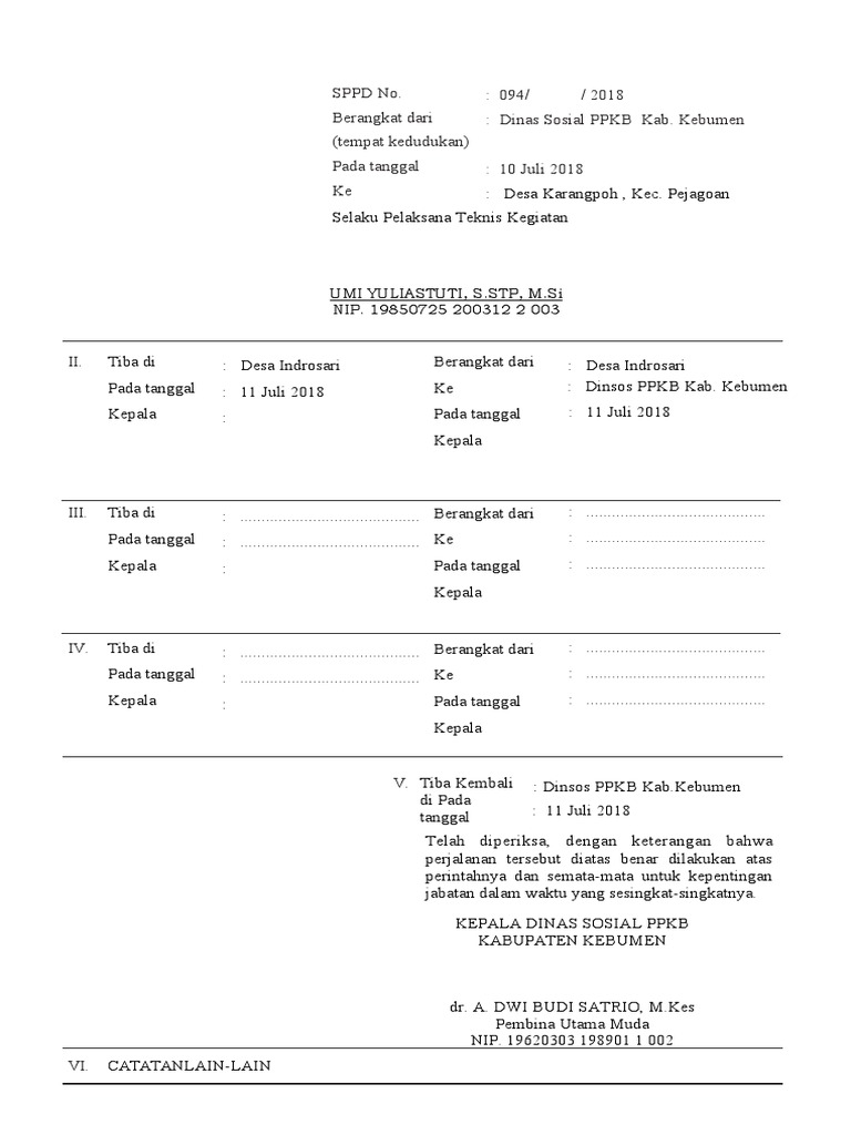 SPPD Kosongan | PDF