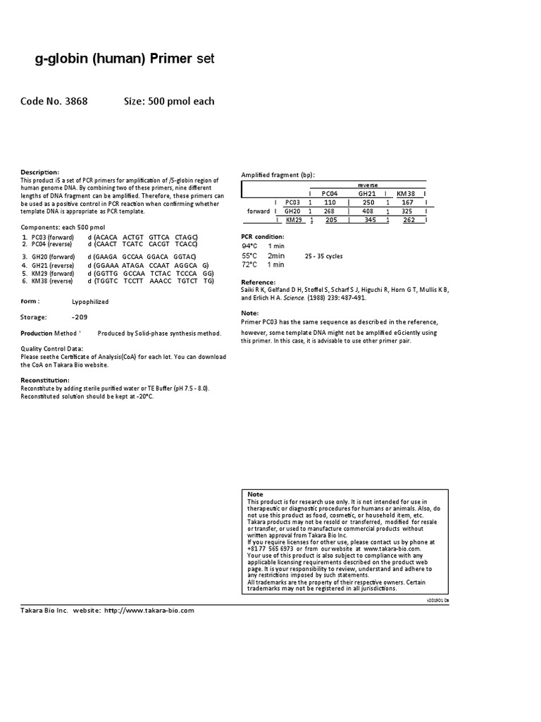 3868 DS.v1901Da-a 116867 | PDF | Polymerase Chain Reaction | Laboratory ...
