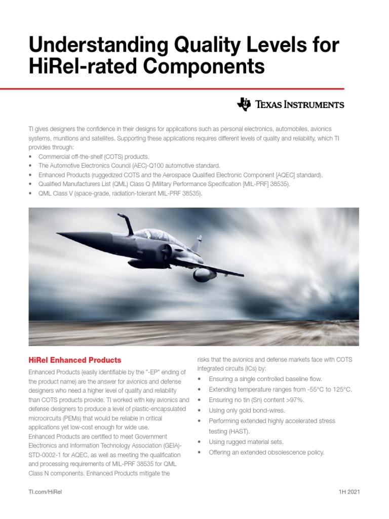 Understanding Quality Levels For High Reliability-Rated Components (Rev ...