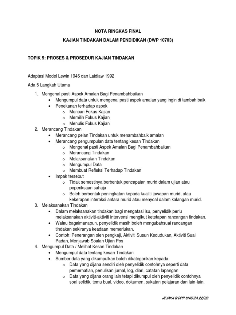 (Nota Final) Kajian Tindakan Dalam Pendidikan | PDF