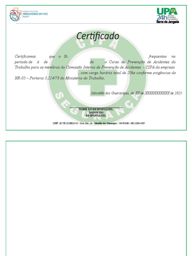 Modelo de Certificado Da CIPA - Blog Segurança Do Trabalho | PDF