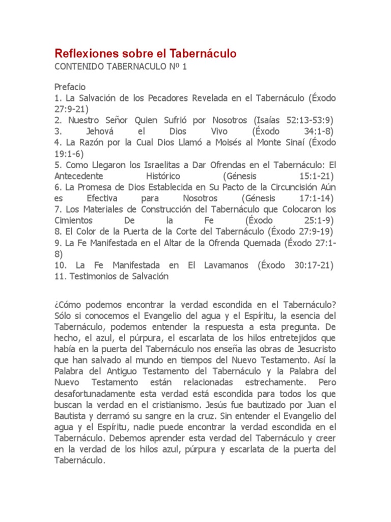 Colores y Materiales del Tabernáculo | PDF | Libro de levítico | Jesús