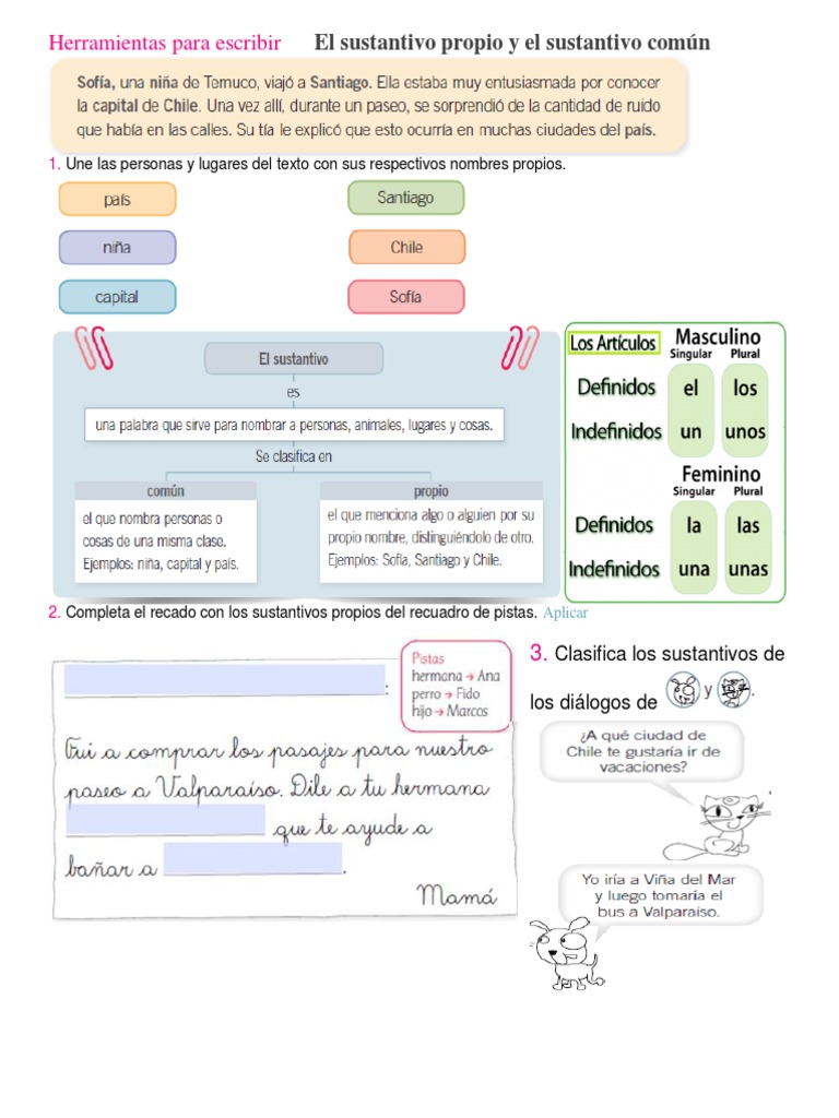 Guía Sustantivo Propio y El Sustantivo Común | PDF | Artes del Lenguaje ...