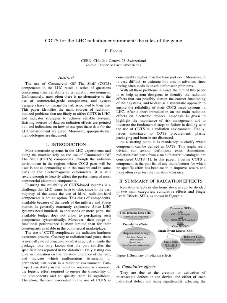 COTS For The LHC Radiation Environment - The Rules of The Game | PDF | Bipolar Junction ...