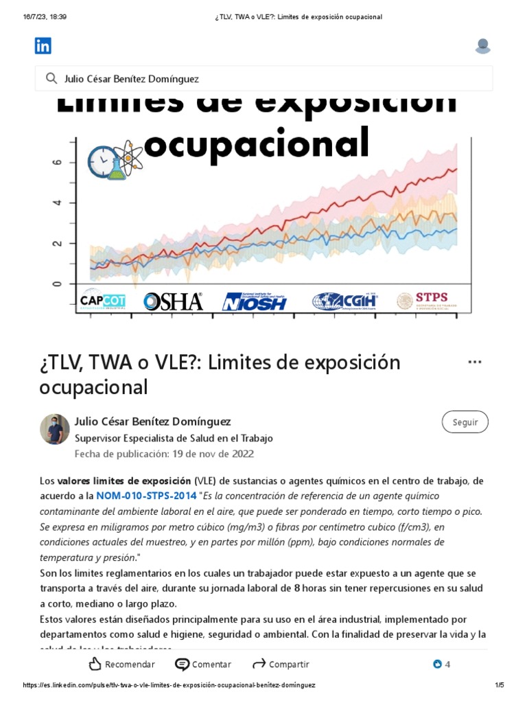¿TLV, TWA o VLE - Limites de Exposición Ocupacional | PDF ...