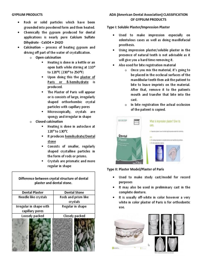 Gypsum Products | PDF | Plaster | Dentures