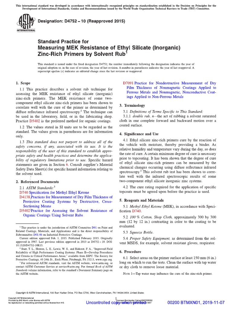 Astm D4752-10 | PDF