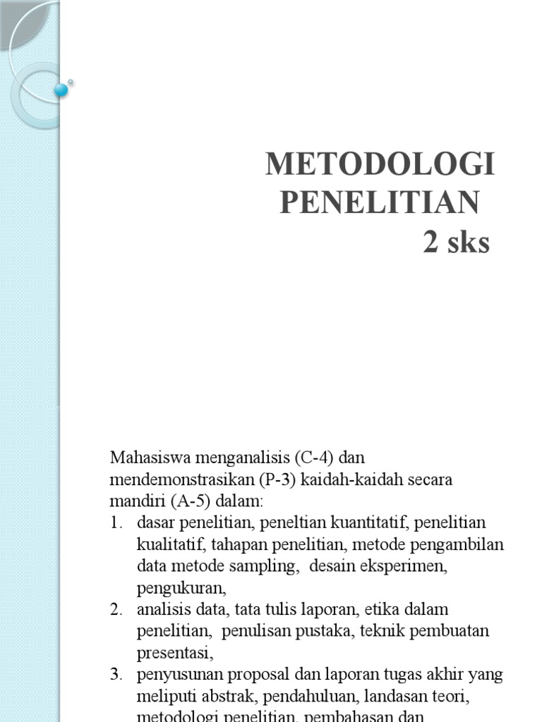 Bab 1 Metodologi Penelitian | PDF