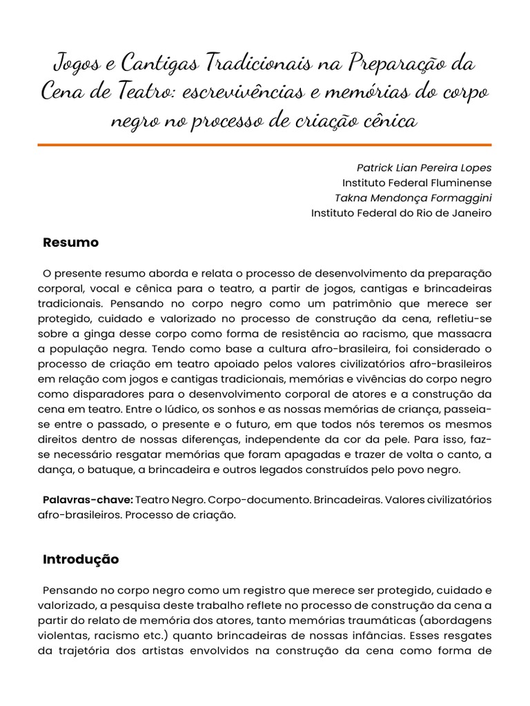 Teatro Negro: Memórias e Resistência | PDF | Teatro | Negros