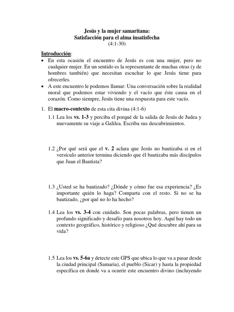 Jes s Y La Mujer Samaritana Juan 4 1 30 PDF Jes s Creencia