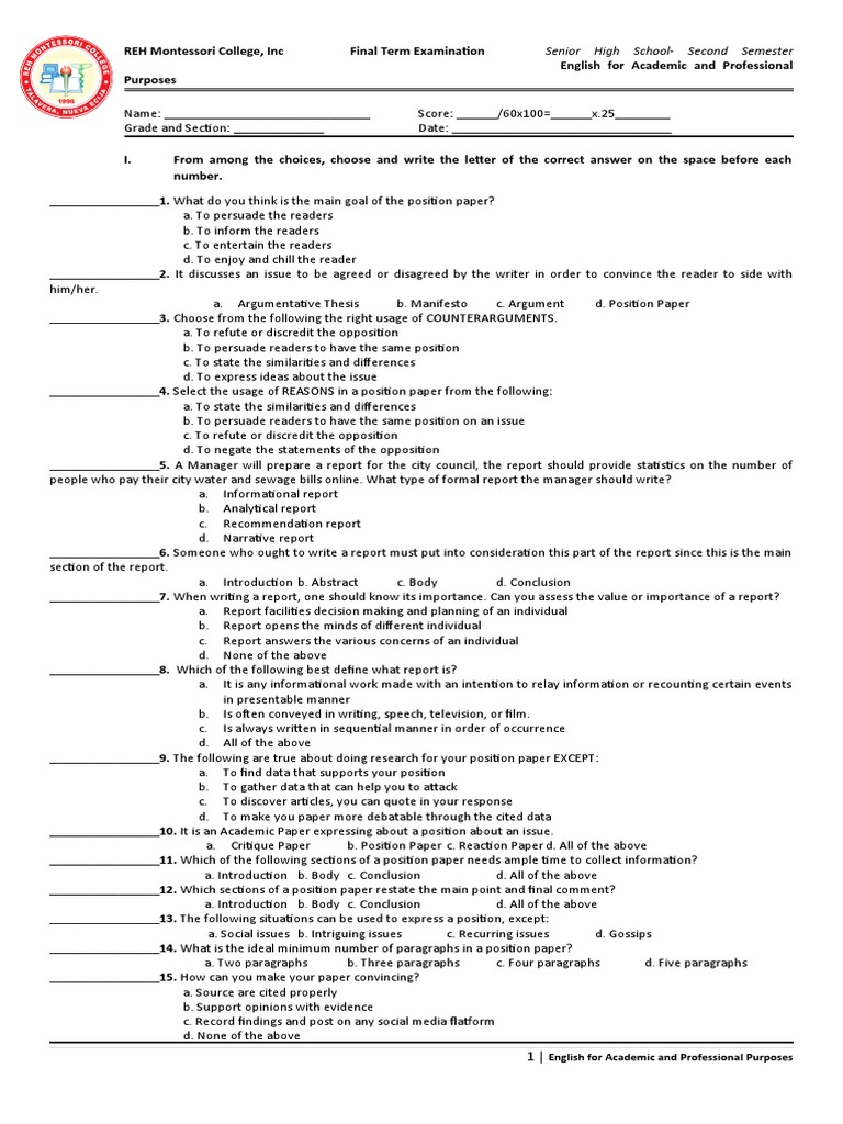 Eapp Final Term | PDF | Argument | Thesis