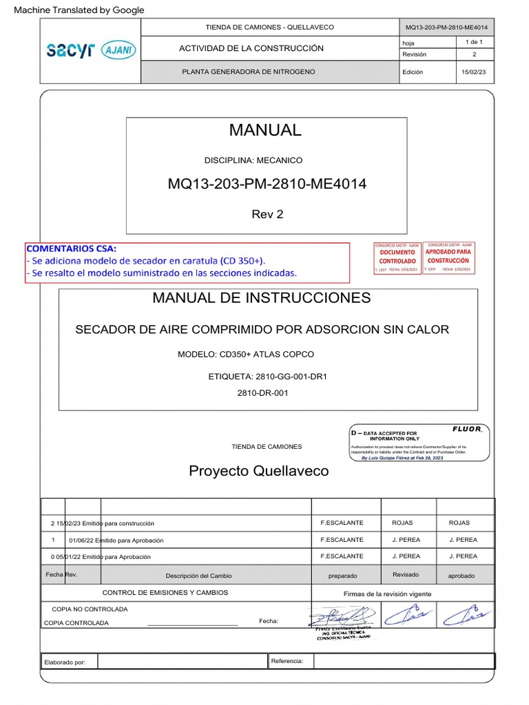 Modelo de Planos Pid Planta Quellaveco | PDF | Secadora de ropa | Presión