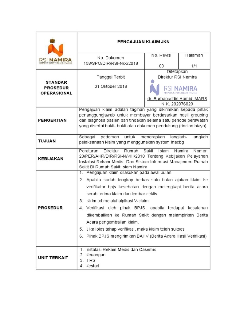 SPO PENGAJUAN KLAIM JKN | PDF