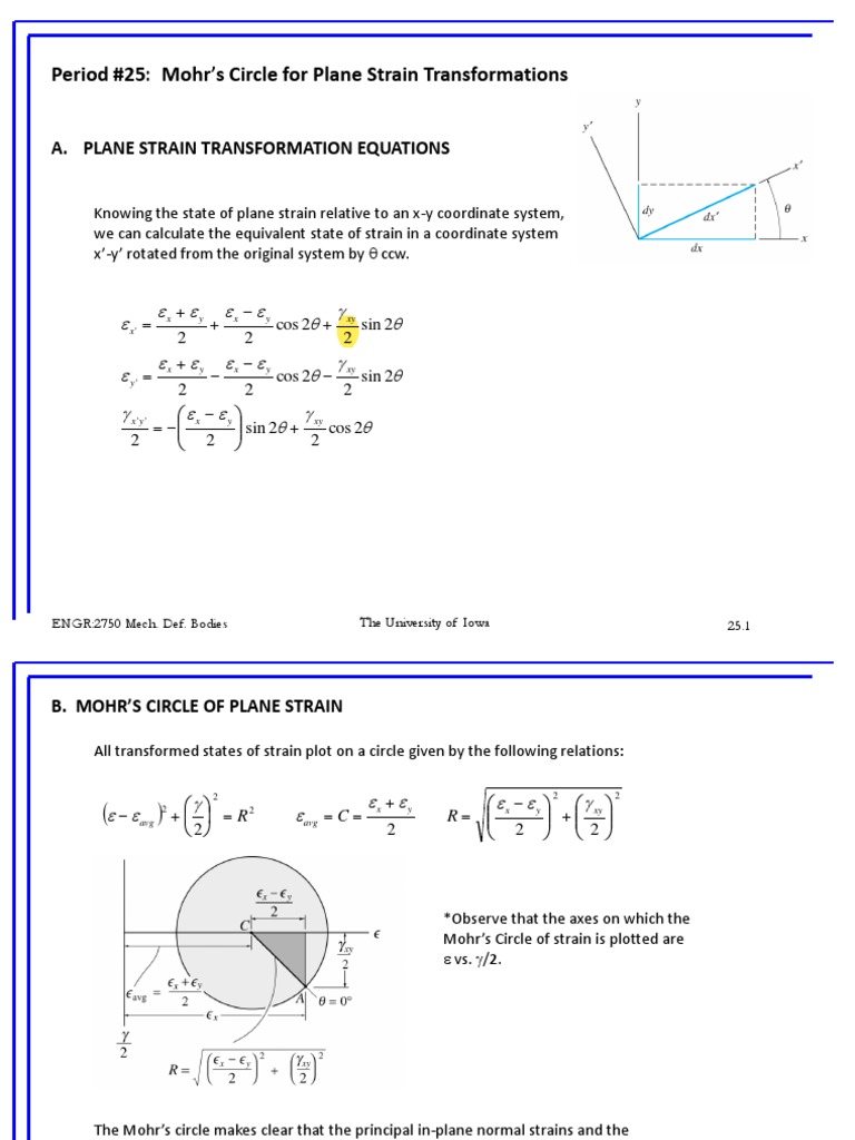 Period 25 - Mohrs Circle For Plane Strain Transformations | PDF ...