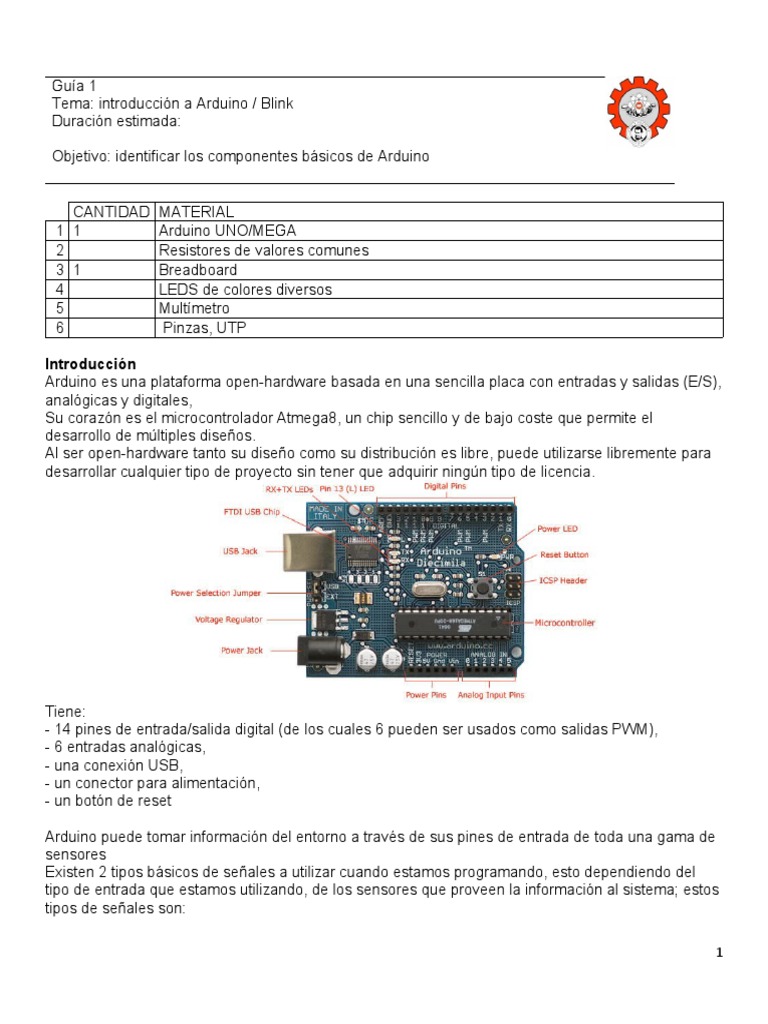 arduino primero | PDF | Arduino | Diodo emisor de luz
