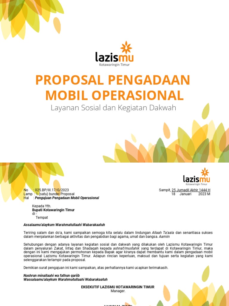 Proposal Pengadaan Mobil Operasional | PDF