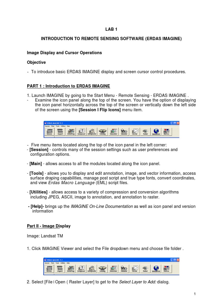 Lab 1 Introduction To ERDAS | PDF | Icon (Computing) | Point And Click
