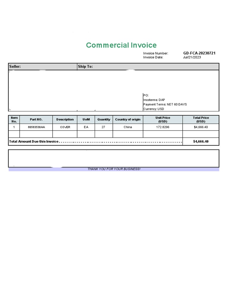 Commercial Invoice | PDF | Invoice | Business Process