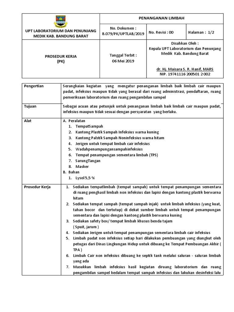Prosedur Penanganan Limbah | PDF | Sains & Matematika