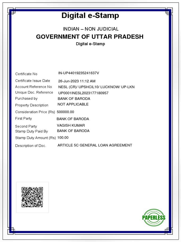 Digital E-Stamp: Government of Uttar Pradesh | PDF | Interest | Loans