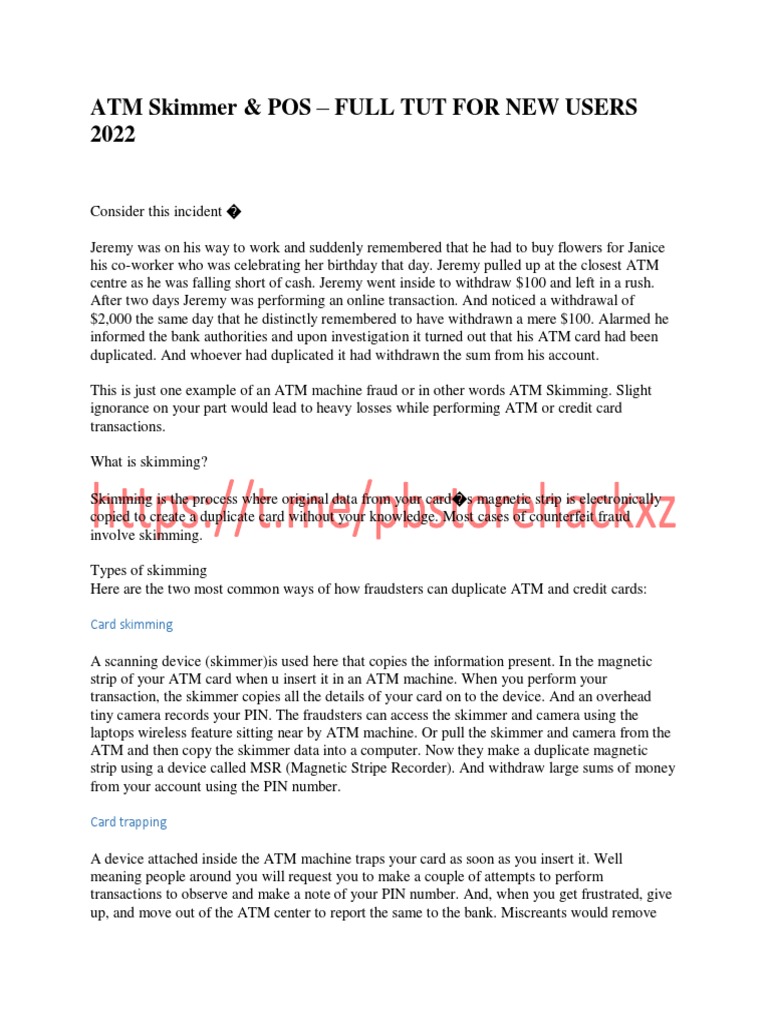 ATM Skimmer & POS - FULL TUT FOR NEW USERS 2022 | PDF | Automated ...