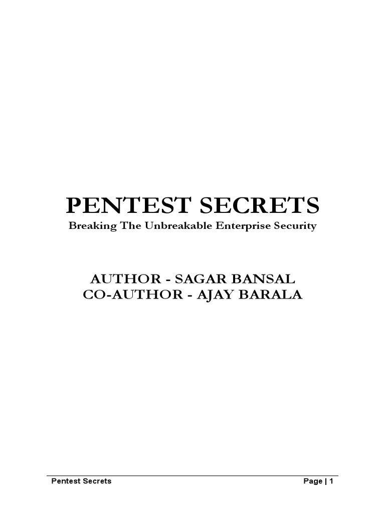 Pentest Secrets Breaking The Unbreakable Enterprise Security Pdf