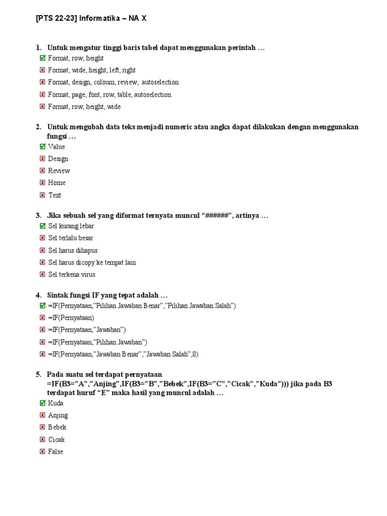 SOAL PTS Genap 22-23 Informatika | PDF
