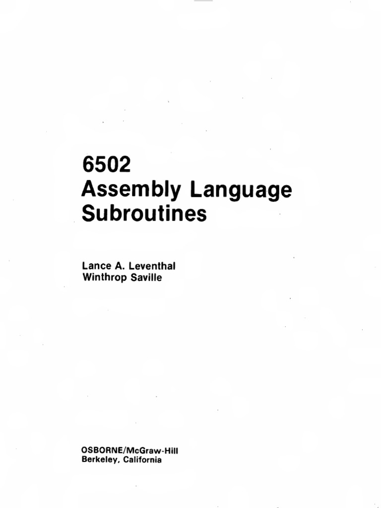 6502 Assembly Lanuage Rountines Part 1 Text | PDF | Pointer (Computer ... 6502 Assembly Lanuage Rountines Part 1 Text | PDF | Pointer (Computer ...