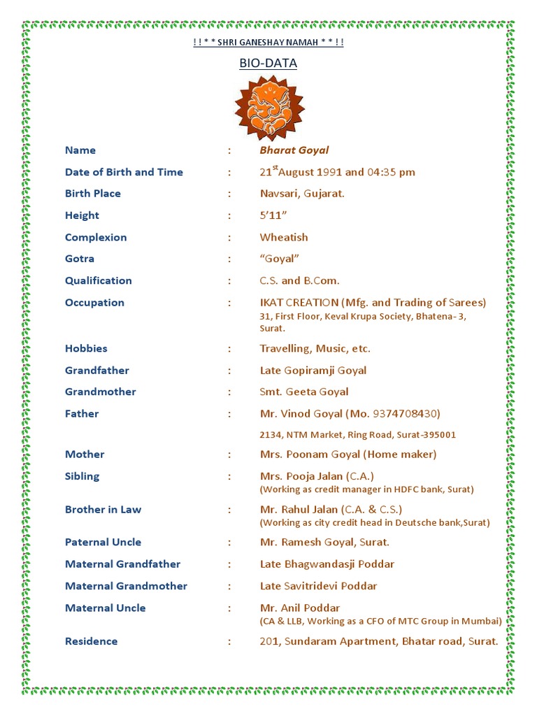 Bharat Bio Data | PDF