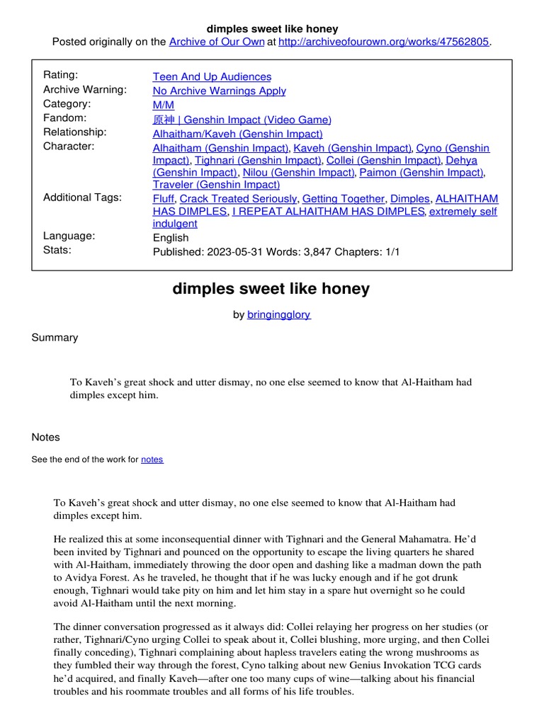 Dimples Sweet Like Honey | PDF