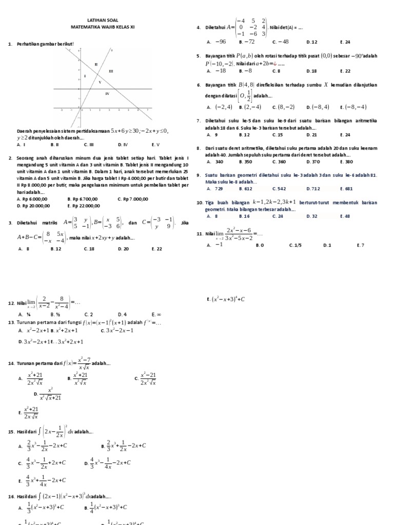 Latihan Soal Sma Matwa Xi | PDF