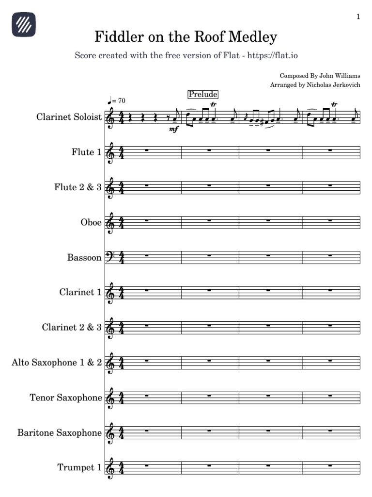 Fiddler On The Roof Medley | PDF | Brass Instruments | Aerophones