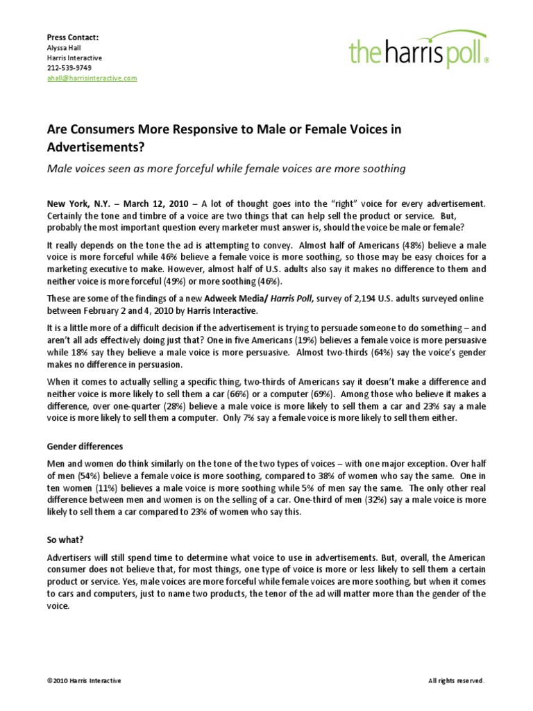 Harris Interactive Poll Research Media Advertising 2010 03 | PDF ...