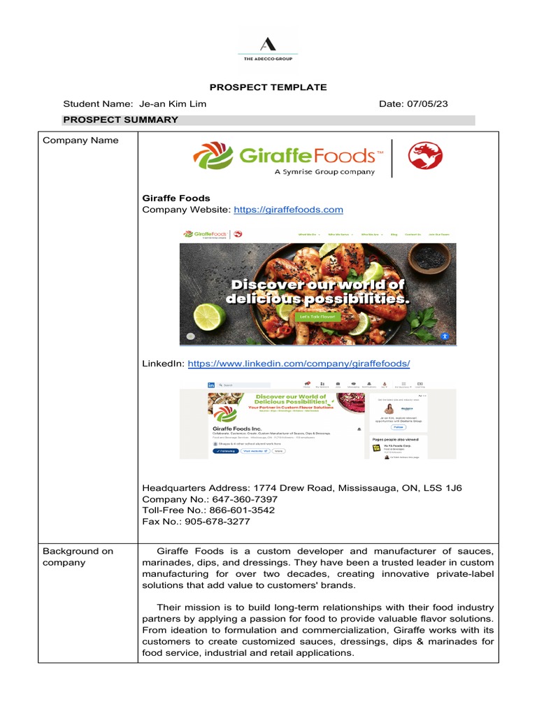 Giraffe Foods | PDF
