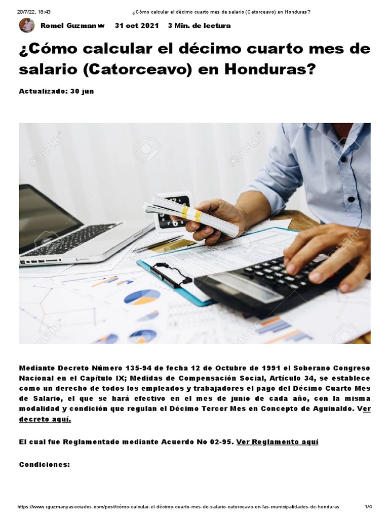 ¿Cómo Calcular El Décimo Cuarto Mes de Salario (Catorceavo) en Honduras ...