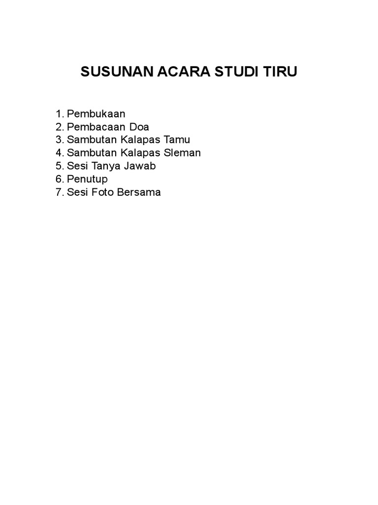 Susunan Acara Studi Tiru | PDF