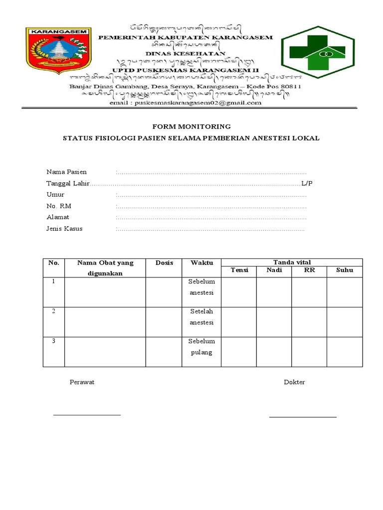 Form Monitoring Anastesi | PDF