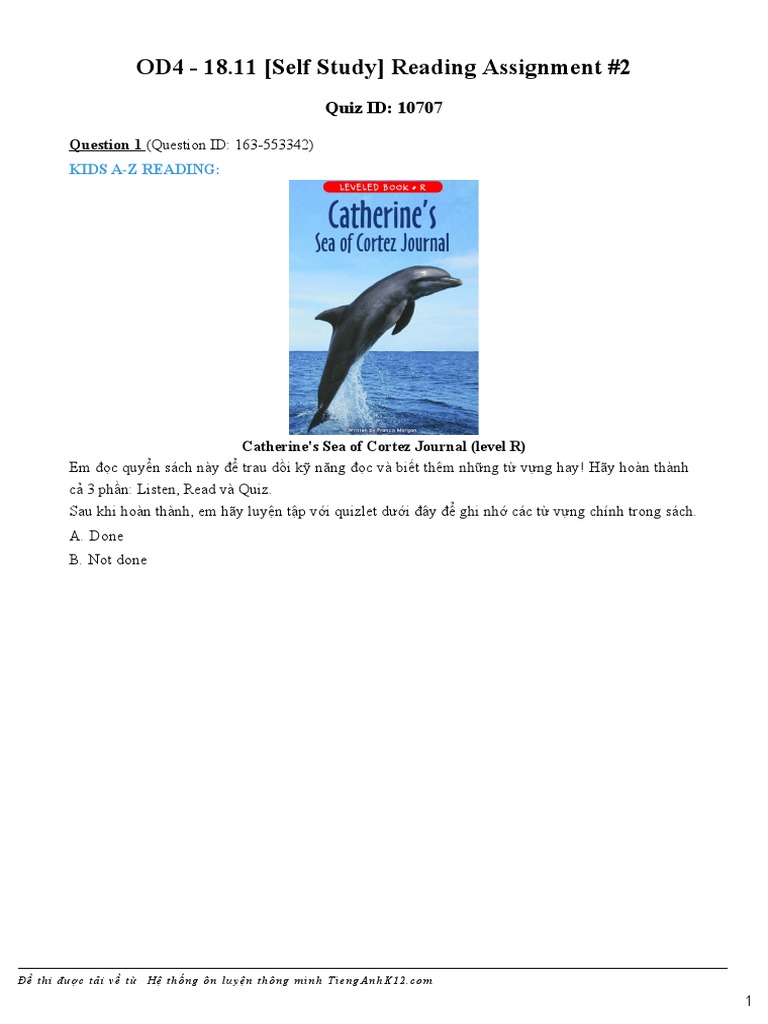 Quiz - 10707 - Od4 - 1811 Self Study Reading Assignment 2 | PDF