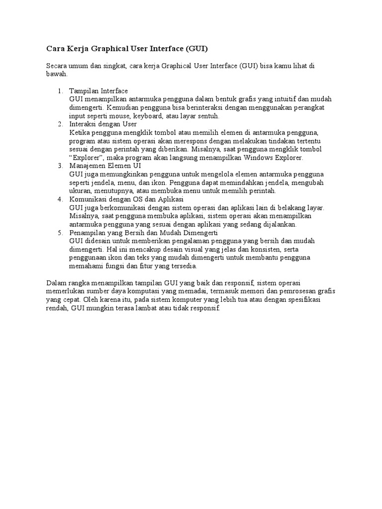 Cara Kerja Graphical User Interface (GUI) | PDF