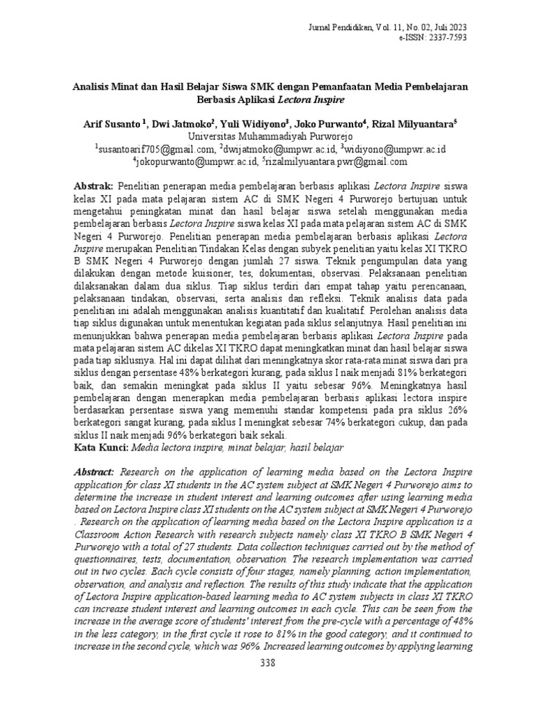 Analisis Minat Dan Hasil Belajar Siswa SMK Dengan Pemanfaatan Media Pembelajaran Berbasis ...
