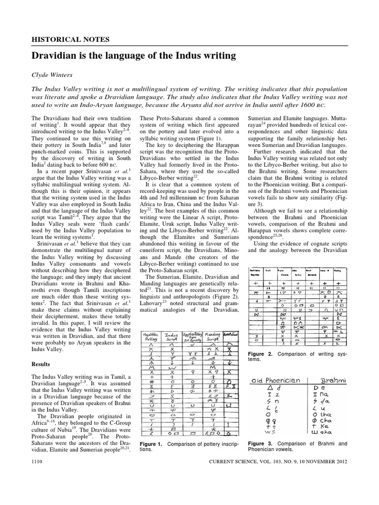 Dravidian Is The Language of The Indus Writing | Download Free PDF ...