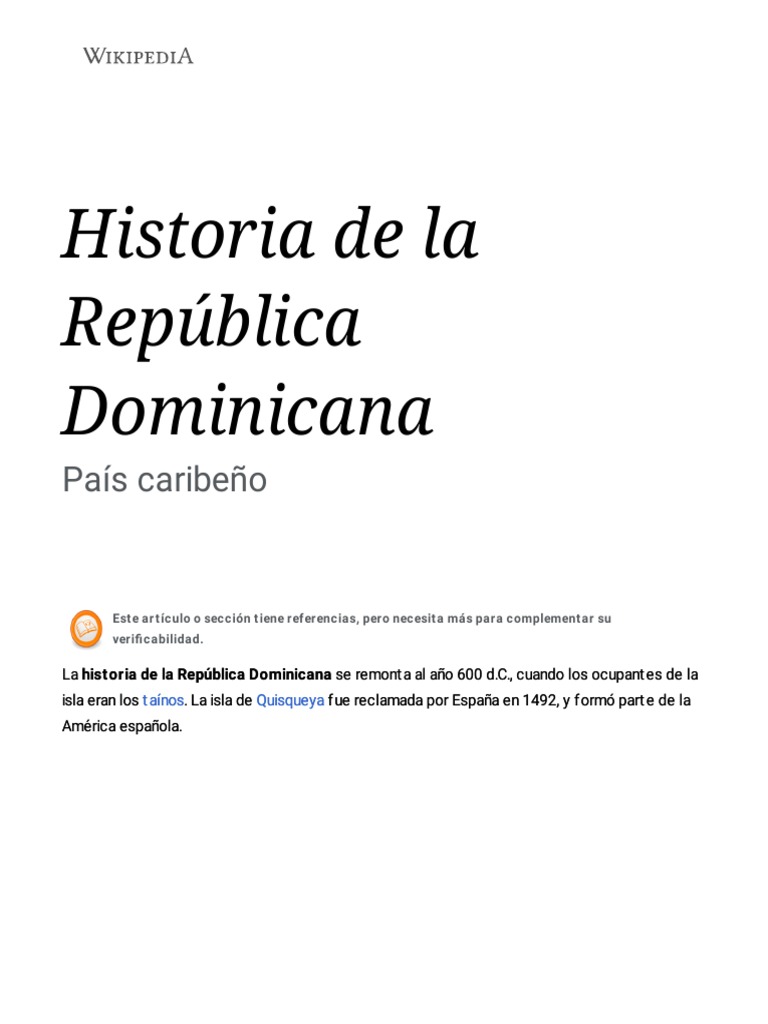 Historia de La República Dominicana - Wikipedia, La Enciclopedia Libre ...