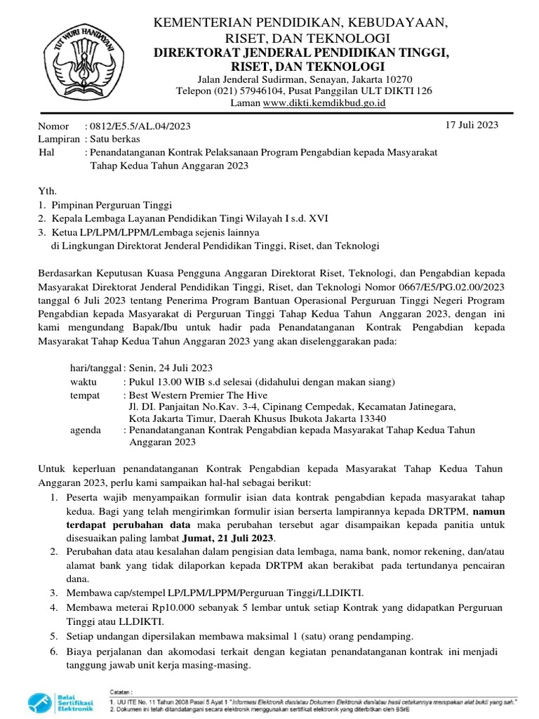 Penandatanganan Kontrak Program Pengabdian Kepada Masyarakat Tahap Kedua TA 2023 | PDF | Sains ...