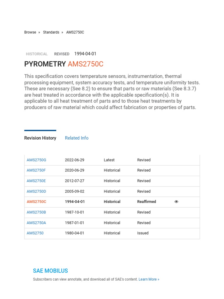 AMS2750C_ Pyrometry - SAE International | PDF