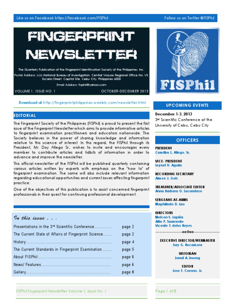Fingerprint Newsletter | Download Free PDF | Fingerprint | Forensic Science