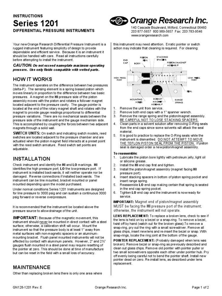 Orange PDI GN128-1201 - E | PDF | Switch | Piston