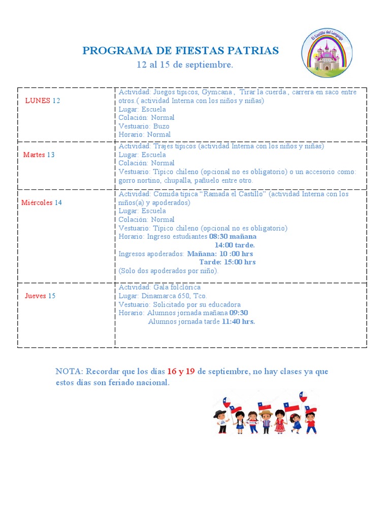 Programa de Fiestas Patrias | PDF