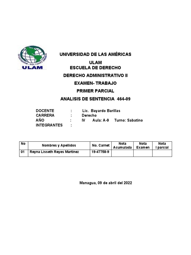 Analisis de Sentencia 464 | PDF | Sentencia (ley) | Apelación