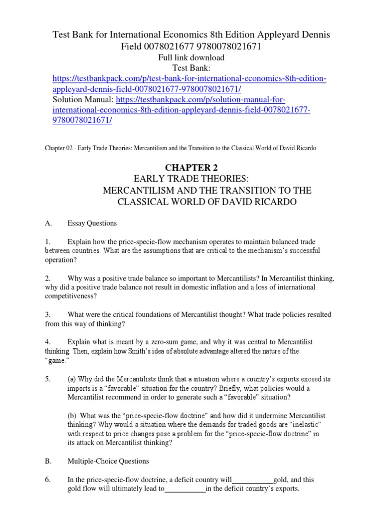 Price-Specie Flow in Mercantilism | PDF | Mercantilism | Elasticity ...